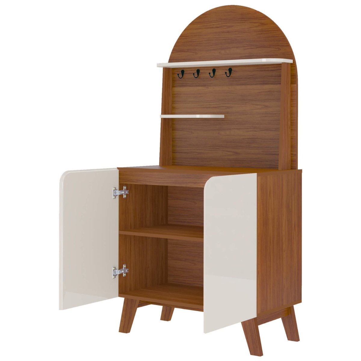 Cantinho do Café Viena Com 2 Portas e Suporte - Cedro / Off White