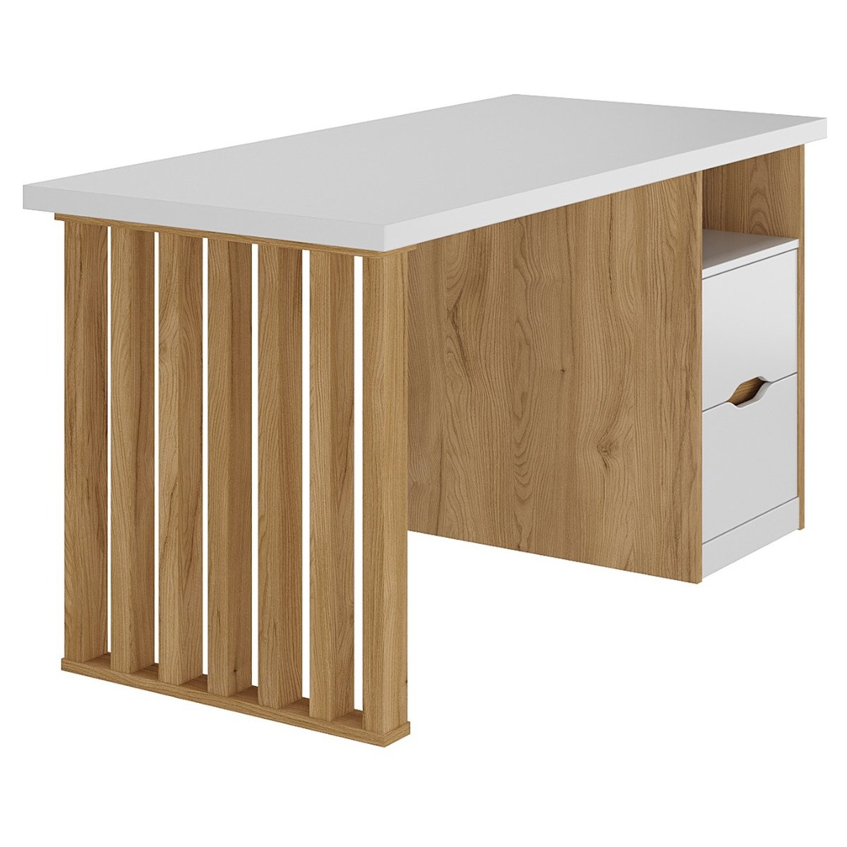 Escrivaninha Home Office 2 Gavetas Florence - Branco/Olmo