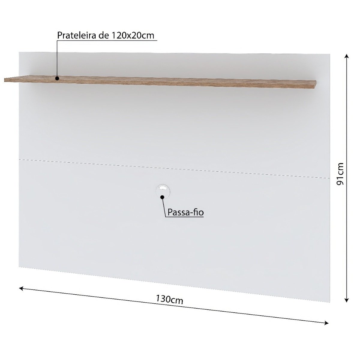 Painel TV 50 Com Prateleira Columbia - Branco/Montana