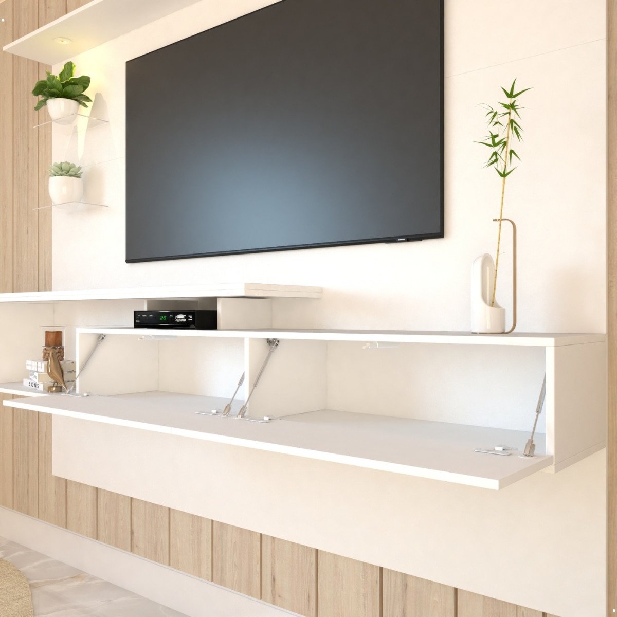 Painel TV 55 2 Portas e 4 Nichos Celine - Branco