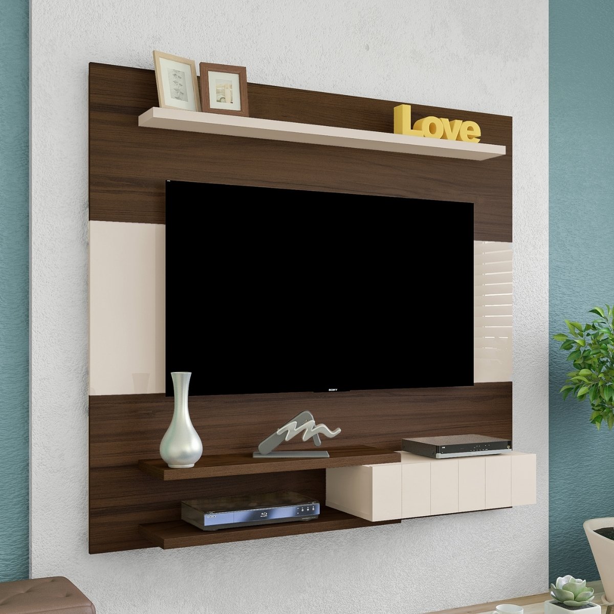 Painel TV 55" Monza - Amêndoa | Off White